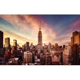 papermoon Fototapete "Photo-Art JAVIER DE LA, MIDTOWN SUNSET", B/L: 4,5m x 2,8m, Bahnen: 9 Stk., bunt, Schlafzimmer, Tapeten