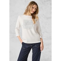 Cecil Damen 3/4-Arm-Shirt, wei&szlig;, Gr. XXL, bedruckt, Stoff, 49% Polyester, 45% Modal, 6% Elasthan, Shirts, mit U-Boot-Ausschnitt