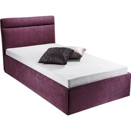 Polsterbett, B:127cm L:210cm, lila, Westfalia Schlafkomfort, Bezug Bett: Microfaser (100% Polyester);Bonnell-Federkernmatratze: Mischgewebe (51%