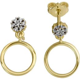 Firetti Damen Paar Ohrstecker "Schmuck Geschenk Gold 333 Ohrschmuck Ohrringe Kreis rund bicolor", 0,09 P2 = erkennbare Einschl&uuml;sse, Diamanten
