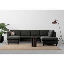 Wohnlandschaft Home Affaire, B:307cm H:86cm T:213cm, grau, 95% Polyester, 5% Polyamid, Sofas, "Trelleborg U-Form", wahlweise mit Bettfunktion und