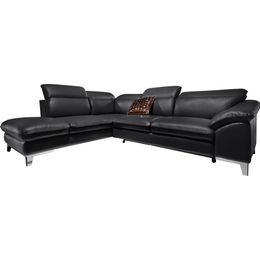 Ecksofa COTTA, B:293cm H:84cm T:232cm, schwarz, Luxus-Kunstleder;NaturLeder, im R&uuml;cken mit schwarzem Spannstoff bezogen, Wohnzimmer, Sofas, "Teresa