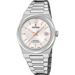 Festina Damen Quarzuhr "Riv&eacute; Collection", silber, Armbanduhren, Armbanduhr, Damenuhr, Swiss Made, Saphirglas, bis 10 bar wasserdicht