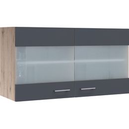 Glash&auml;ngeschrank Flex-Well, B:100cm H:54,8cm T:32cm, grau, Holzwerkstoff, K&uuml;che, Schr&auml;nke, "Morena", (B x H x T) 100 x 54,8 x 32 cm, mit