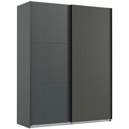 Schwebet&uuml;renschrank wimex, B:200cm H:216cm T:65cm, schwarz, Spanplatte, Schr&auml;nke, "Andorra by fresh to go", Mit 3D-Leisten f&uuml;r Akustikpaneel-Optik