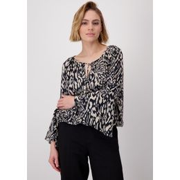 monari Damen Schlupfbluse, schwarz, Gr. 34, animal-print, gemustert, mehrfarbig, Web, Obermaterial: 100% Viskose, Blusen, mit Animalprint