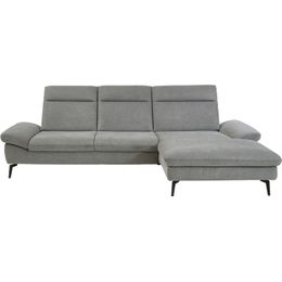 Ecksofa Hukla, B:309cm H:103cm T:193cm, grau, 100% recyceltes Polyester, Wohnzimmer, Sofas, "HU-HP22156 L-Form", inkl. Kopfpolsterverstellung,