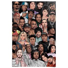 Poster Reinders, B:61cm H:91,5cm T:0,1cm, bunt, Jugendzimmer, Bilder, "Hip Hop Icons", Teenager Zimmer - Mehrfarbig - 150 gr. Papier - Musik -