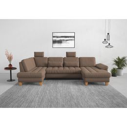 Sit & More Wohnlandschaft SIT & MORE, B:338cm H:88cm T:172cm, braun, 100% Polyester, Sofas, "Westham U-Form", wahlweise mit Bettfunktion, Bettkasten,