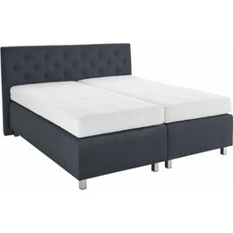 Boxspringbett, B:214cm L:210cm, grau, Westfalia Schlafkomfort, Bezug Unterbox und Kopfteil: Strukturstoff (77% Polyester und 23% Viskose);Bezug