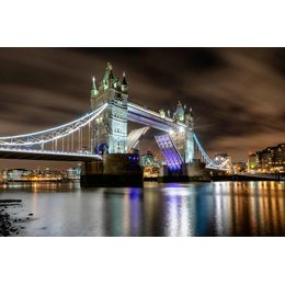 papermoon Fototapete "London bei Nacht", B/L: 4m x 2,6m, Bahnen: 8 Stk., bunt, Schlafzimmer, Tapeten