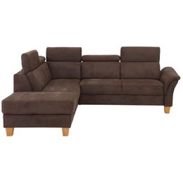 Ecksofa Home Affaire, B:247cm H:84cm T:217cm, braun, 100% Polyester, Wohnzimmer, Sofas, "Conville L-Form", Federkern, wahlweise mit Bettfunktion und