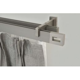 Gardinenstange Garesa, L:470cm, silber, Aluminium, Wohnzimmer, Gardinenstangen, "FLAT", Rechteckprofil, Wandmontage, perfekter Lauf, modern,