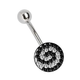 Adelia&acute;s ADELIA ́S Damen Bauchnabelpiercing "Piercing Bauchnabelpiercing", onesize, schwarz, Chirurgiestahl, Piercings, 11 mm Multi-Strass-Platte mit Spirale