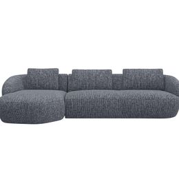 Wohnlandschaft FLEXLUX, B:307cm H:85cm T:146cm, grau, 100% Polyester, Sofas, "Torino, rund, L-Form, Sofa-Ecke mit Recamiere, Longchair-Sofa",