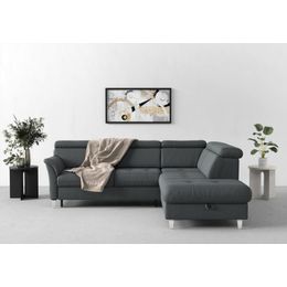 Sit & More Ecksofa SIT & MORE, B:252cm T:216cm, grau, 100% Polyester, Wohnzimmer, Sofas, "Marano L-Form", inklusive Kopfteilverstellung, wahlweise mit