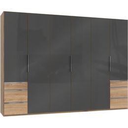 Kleiderschrank wimex, B:300cm H:216cm T:58cm, grau, Schlafzimmer, Schr&auml;nke, "Level by fresh to go", mit vollfl&auml;chigen Glast&uuml;ren