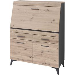 Sekret&auml;r Innostyle, B:98cm H:124cm T:42cm, braun, Wohnzimmer, Sekret&auml;re, "SECRET", Stauraumschrank, mit Monitor-/Laptopfach, Soft-Close, Breite 98 cm