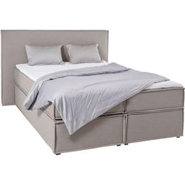 Boxspringbett, B:193cm L:213cm, grau, LeGer Home by Lena Gercke, 100% Polyester, Komplettbetten, "Yuma", incl. Topper, in 4 Breiten, 3 Matratzenarten