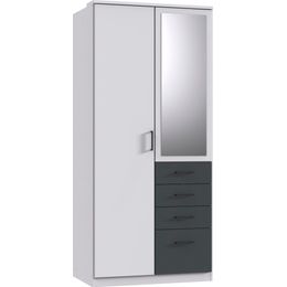 Kleiderschrank wimex, B:90cm H:199cm T:58cm, wei&szlig;, Spanplatte, Jugendzimmer, Schr&auml;nke, "Cottbus, in wei&szlig; oder grau modern kombiniert mit