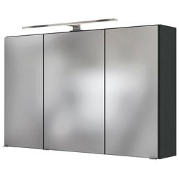 Spiegelschrank Welltime, B:100cm H:64cm T:20cm, grau, Badezimmer, Schr&auml;nke, "Livorno", Inklusive LED-Beleuchtung