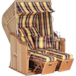 SUNNYSMART Strandkorb "Rustikal 250 Plus", beige, B:125cm H:160cm T:90cm, Strandk&ouml;rbe, 2-Sitzer, komplett montiert, Oberkorb in einem St&uuml;ck geflochten