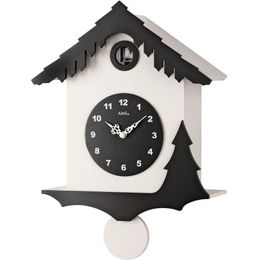 AMS Pendelwanduhr "W7391", B/H/L: 30cm x 10cm x 34cm, schwarz-wei&szlig;, Wanduhren, Quarzuhr,Holzgeh&auml;use,Esszimmer,Wohnzimmer