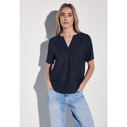 Street One Damen Shirtbluse, blau, Gr. 34, unifarben, Stoff, 100% Viskose, Blusen, aus softer Viskose