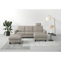 Ecksofa Home Affaire, B:249cm H:91cm T:164cm, grau, 95% Polyester, 5% Polyamid, Wohnzimmer, Sofas, "Summer L-Form", mit Recamiere, mit oder ohne
