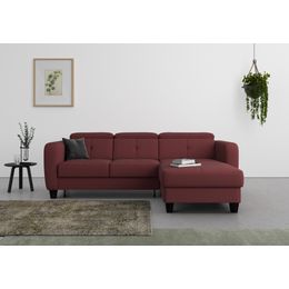 Sit & More Ecksofa SIT & MORE, B:247cm H:85cm T:170cm, lila, Wohnzimmer, Sofas, "Belluci L-Form", inklusive Federkern, wahlweise mit Bettfunktion und Bettkasten