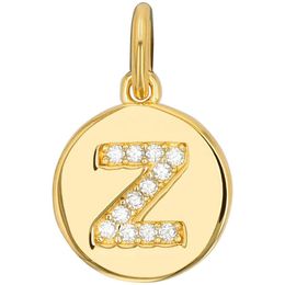 Amor Damen Buchstabenanh&auml;nger "A-Z", Z, Silber 925 (Sterlingsilber), 0,74 g, gold, Silber 925 (Sterlingsilber), Schmuckanh&auml;nger, mit Zirkonia (synth.)
