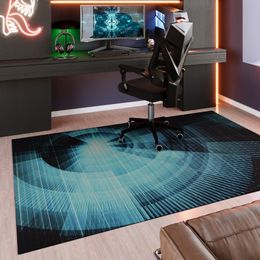 Teppich Wecon Home, B:160cm H:5mm L:230cm, blau, Polyester, Wohnzimmer, Teppiche, "Cyber Swirl", Gamer Teppich, gewebt, Cyberpunk, robust, Gaming