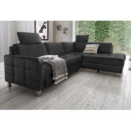 Sit & More Ecksofa SIT & MORE, B:233cm H:78cm T:196cm, schwarz, Struktur fein (100% Polyester);Struktur (100% Polyester), Wohnzimmer, Sofas, "Pablo L-Form",