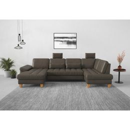Sit & More Wohnlandschaft SIT & MORE, B:338cm H:88cm T:172cm, grau, 100% Polyester, Sofas, "Westham U-Form", wahlweise mit Bettfunktion, Bettkasten,