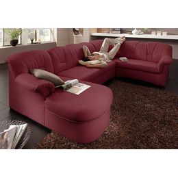 Wohnlandschaft DOMO collection, B:297cm H:84cm T:180cm, rot, Struktur ( 90% Polyester, 10% Polyacryl);Microfaser PRIMABELLE (100%