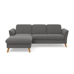 Sit & More Ecksofa SIT & MORE, B:245cm H:91cm T:178cm, grau, 90% Polyester 10%Polyamid, Wohnzimmer, Sofas, "Romero L-Form", wahlweise mit oder ohne