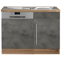 Sp&uuml;lenschrank KOCHSTATION, B:110cm H:85cm T:60cm, grau, K&uuml;che, Schr&auml;nke, "KS-Samos", 110 cm breit, inkl. T&uuml;r/Sockel f&uuml;r Geschirrsp&uuml;ler
