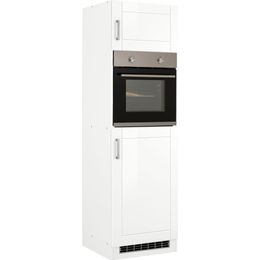 Backofen/K&uuml;hlumbauschrank KOCHSTATION, B:60cm H:200cm T:60cm, wei&szlig;, Holzwerkstoff, Schr&auml;nke, "KS-Tinnum", 60 cm breit, 200 cm hoch, Metallgriffe, MDF
