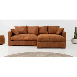 Ecksofa Home Affaire, B:266cm H:80cm T:153cm, braun, 100% Polyester, Wohnzimmer, Sofas, "Coray", Breite 266 cm, extra weich und kuschelig, mit Federn