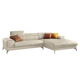 Ecksofa W.Schillig, B:303cm H:70cm T:193cm, grau, Longlife Xtra-Leder Z59: Glattleder mit modischer Pr&auml;gung. Hautst&auml;rke 0, 9 - 1, 1 mm, Wohnzimmer,