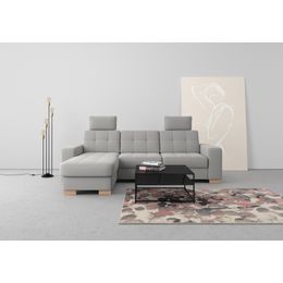 Sit & More Ecksofa SIT & MORE, B:252cm H:82cm T:161cm, silber, Wohnzimmer, Sofas, "Quincy L-Form", wahlweise mit Bettfunktion und Bettkasten