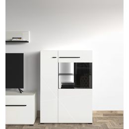 Highboard Inosign, B:87,5cm H:124cm T:35cm, wei&szlig;, Glas, MDF, Spanplatte, Wohnzimmer, Sideboards, "Trentino", Vitrine, Soft-Close-Funktion,