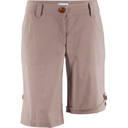 bonprix Damen Bermudas "Stretch Bermuda", braun, Gr. 40, unifarben, Web, Obermaterial: 97% Baumwolle, 3% Elasthan, Hosen, mit krempelbaren Beinen,