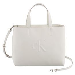Damen Henkeltasche "SCULPTED MINI EW TOTE", Calvin Klein Jeans, wei&szlig;, Lederimitat, unifarben, Taschen, Shopper, gro&szlig;e Schultertasche, mit abnehmbarem