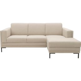 Ecksofa, B:214cm H:82cm T:146cm, beige, LOOKS by Wolfgang Joop, 100% Polyester, Wohnzimmer, Sofas, "LOOKS VII L-Form", klare Linien, edles Design