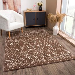 Teppich Carpet City, B:120cm H:10mm L:170cm, braun, Polyester, Wohnzimmer, Teppiche, "April 2292", L&auml;ufer, weich durch Microfaser, Boho Ethno Look,