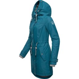 PEAK TIME Damen Regenjacke "L60042", blau, Gr. L, Obermaterial: 100% Polyurethan; Futter 1: 100% Polyester; Futter 2: 60% Baumwolle, 40% Polyester;