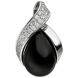 Jobo Damen Kettenanh&auml;nger "Anh&auml;nger mit Onyx und 26 Zirkonia", Silber 925 (Sterlingsilber), silber, Silber 925 (Sterlingsilber), Schmuckanh&auml;nger, 925