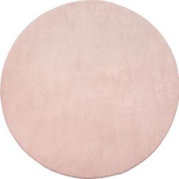 Teppich MERINOS, H:16mm &Oslash;:200cm, rosa, Polyester, Wohnzimmer, Teppiche, "Loft 37", Kunstfellteppich besonders weich und kuschelig, Fell Haptik