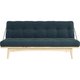 Schlafsofa Karup Design, B:190cm H:90cm T:130cm, blau, 100% Polyester, Jugendzimmer, Sofas, "Folk", aus massiven Kiefernholz, inkl. Futonmatratze
